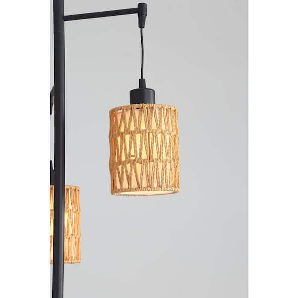 CACI Mall 66 in. Black Farmhouse 3-Light Tree Floor Lamp for Living ...