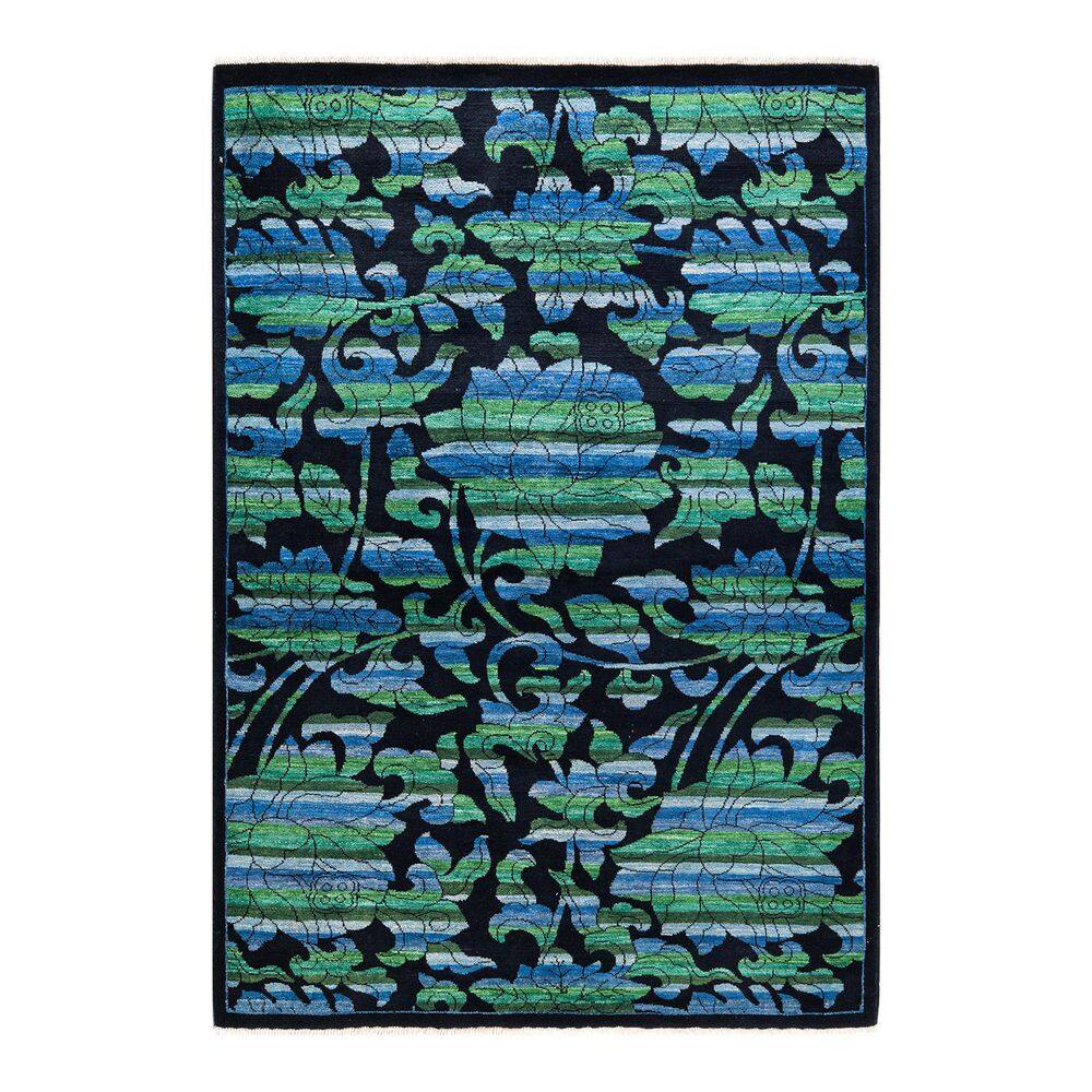 Chloe & Olivia Home Arts and Crafts 4 ft. x 6 ft. Black Floral Wool ...