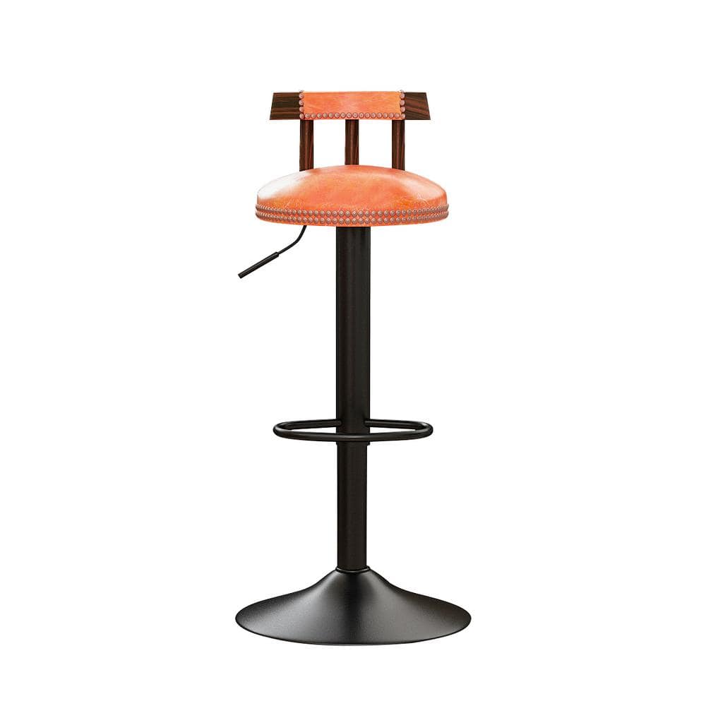 FUFU&GAGA 29.5-37.4 in. H Metal Frame Wood Low Back Height Adjustable ...