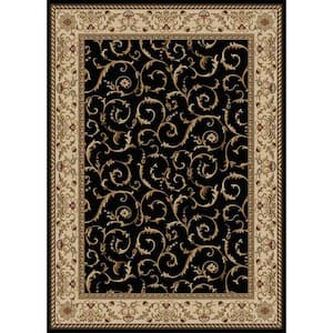 RADICI USA Como Black 5 ft. x 7 ft. Traditional Floral Scroll Area Rug ...