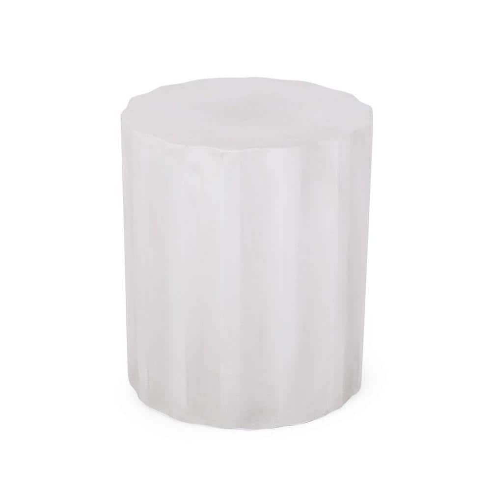 Miscool Anky Antique White Round Magnesium Oxide 18 in. H Outdoor Side ...