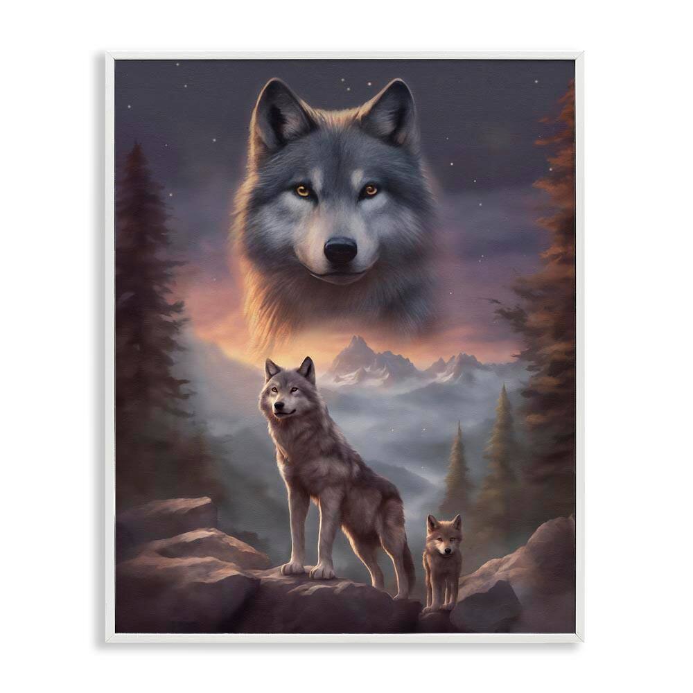 Stupell Industries Ancestor Wolf Motif by Noah Bay White Framed Animal ...