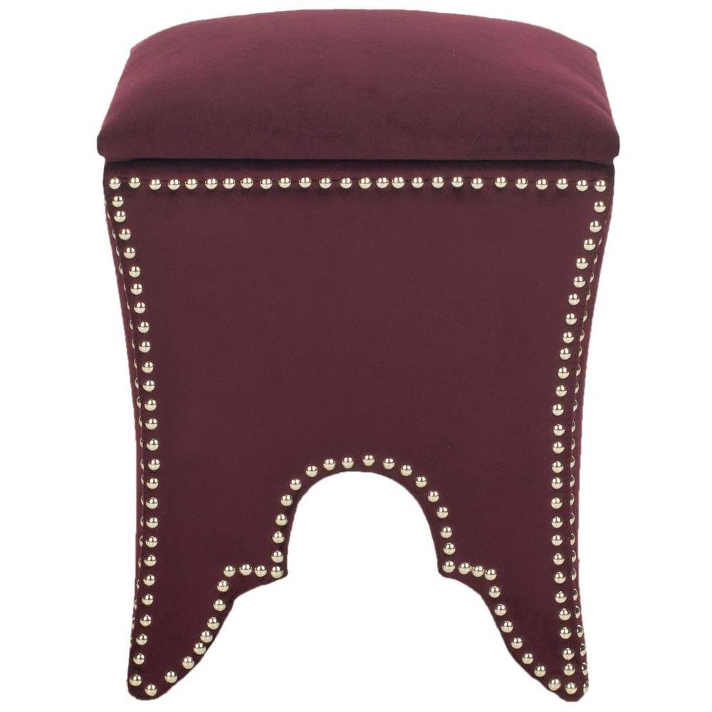 SAFAVIEH Deidra Dark Red Storage Ottoman MCR4663K - The Home Depot