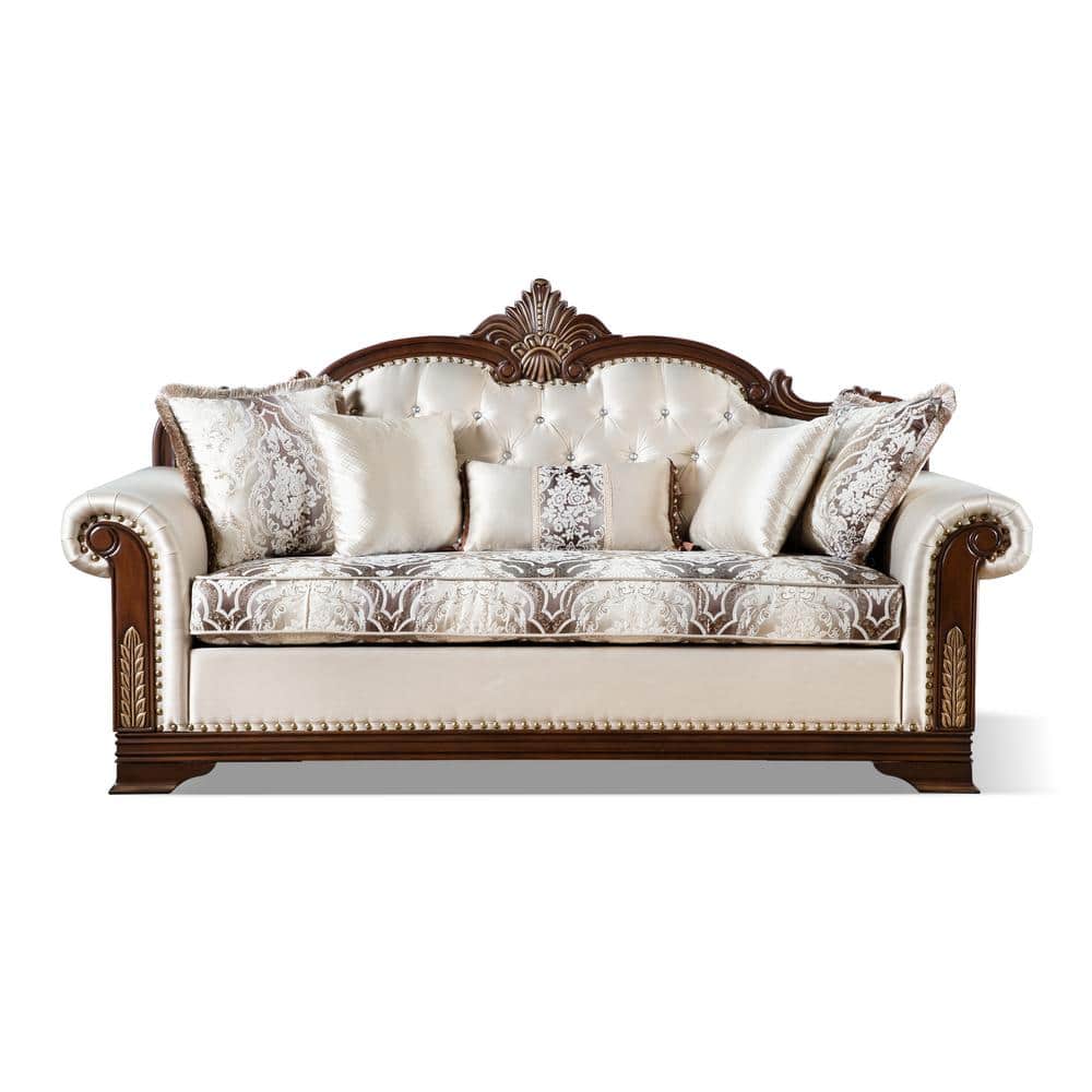 Furniture of America Escola 87 in. Rolled Arm Fabric Rectangle Corner ...