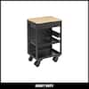 Husky Heavy Duty Welded Utility Cart with Wooden Top in Black (24.25 in ...