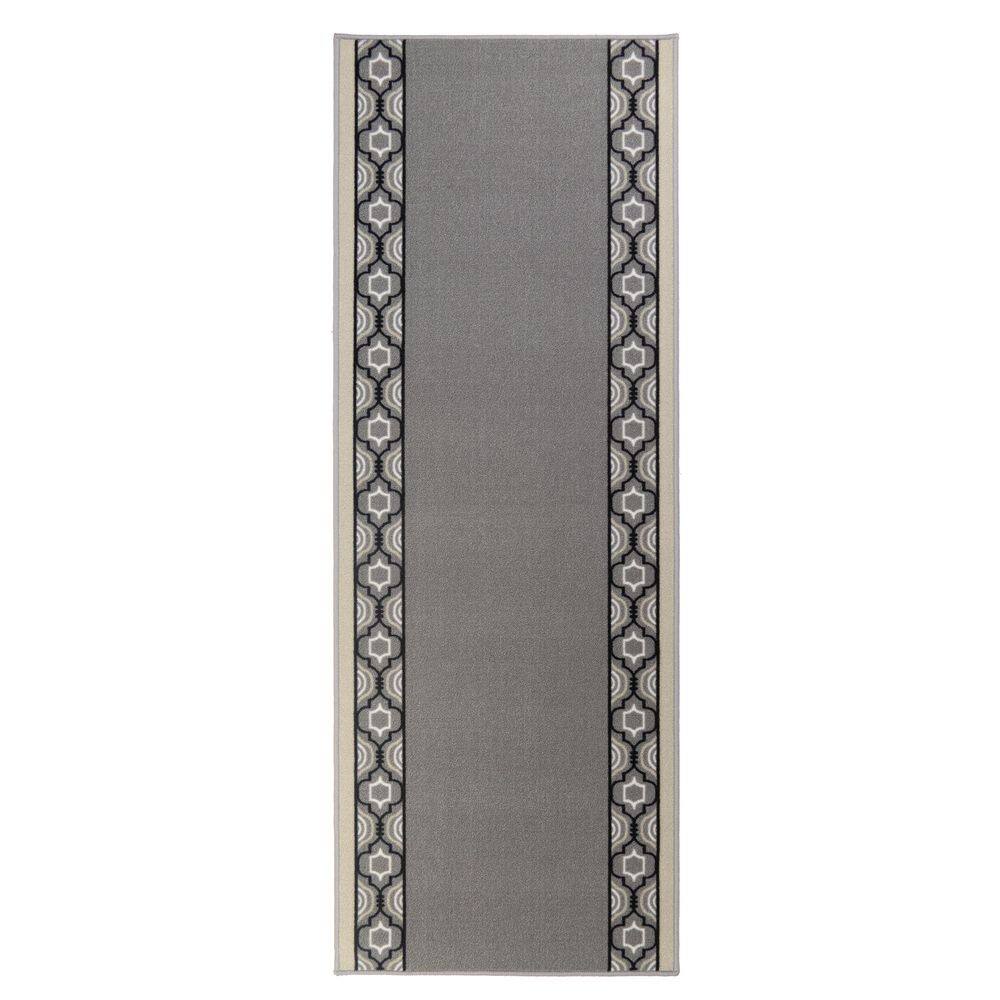 RugStylesOnline Trellis Border Design Gray 36 in. W x 576 in. L Stair ...