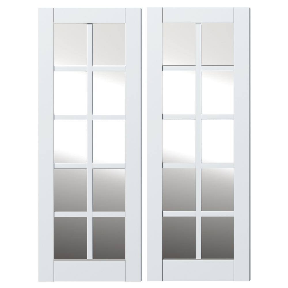 TENONER 60 in. x 80 in. (Double 30"W Doors)10 Lite, White Primed, No ...