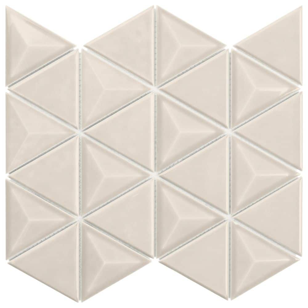 Ivy Hill Tile Medley Triangle Mushroom Gray 4 in. x 0.39 in. Glossy ...