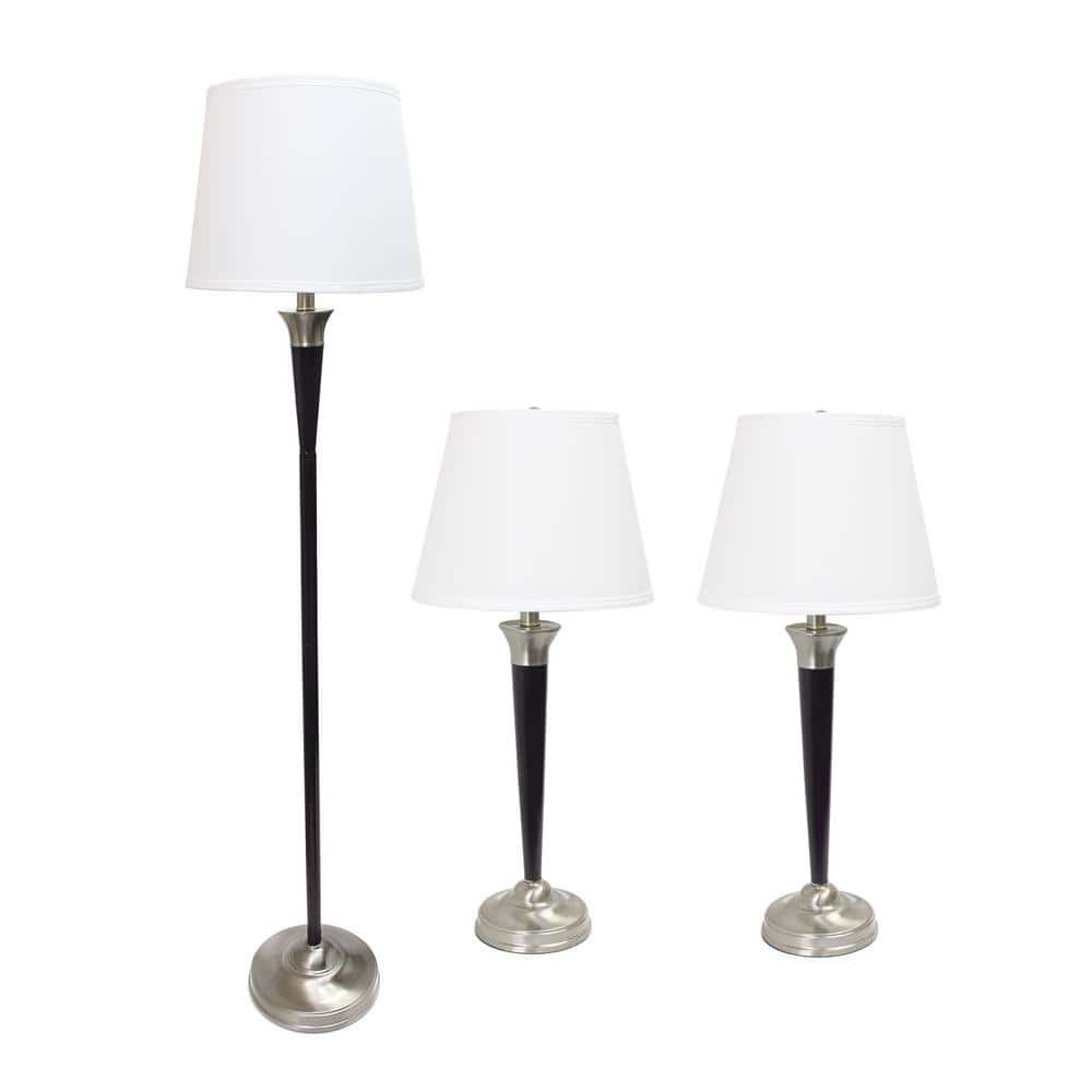Lalia Home 58 .5 in. Malbec Black and Brushed Nickel 3 Piece Metal Lamp ...