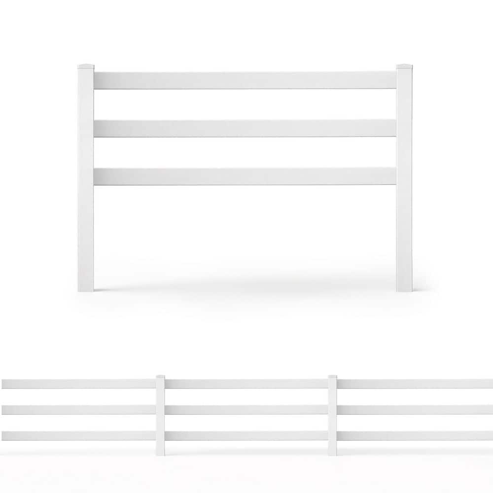 Fencer Wire 4 ft. x 8 ft. Split Rail Flat Top Flat Vinyl Fence Panel ...