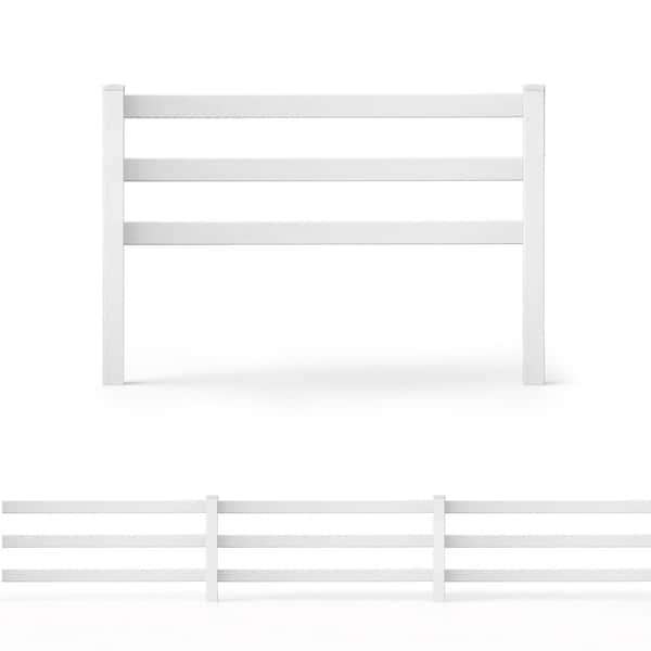 Fencer Wire 4 ft. x 8 ft. Split Rail Flat Top Flat Vinyl Fence Panel ...