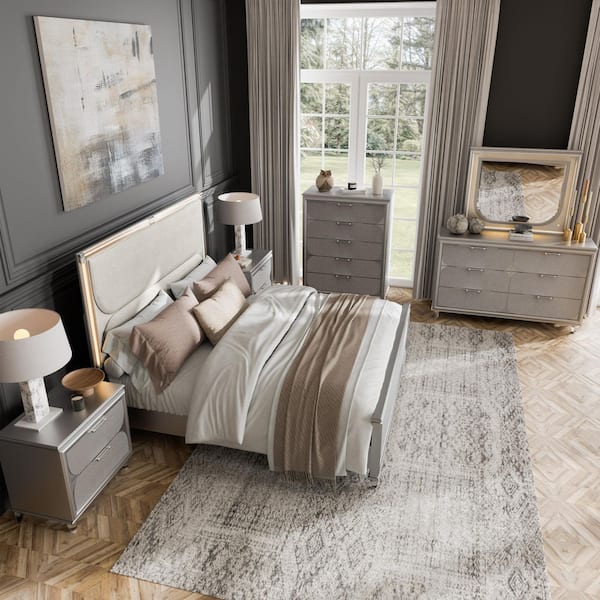 Furniture of America Renta 6-Piece Silver Wood Frame Queen Panel ...