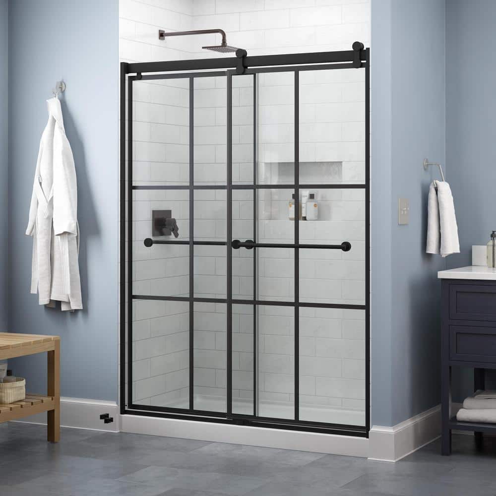 Delta Everly Contemporary 50-1/8 to 58-1/2 in. W in. x 71 in. Frameless ...
