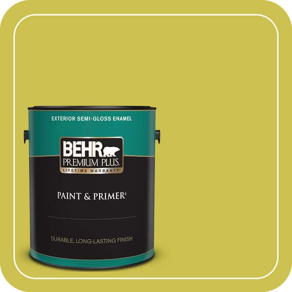 BEHR PREMIUM PLUS 1 Gal. #P340-5A Cilantro Lime Semi-Gloss Enamel ...