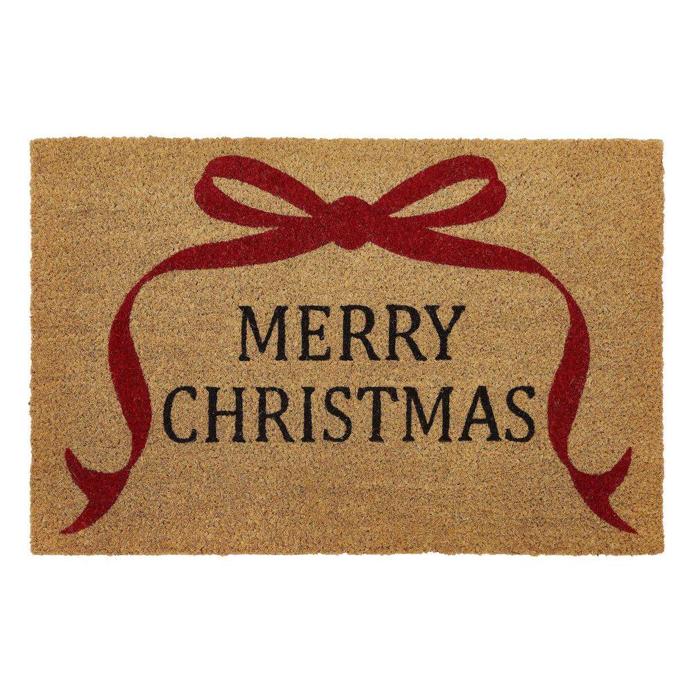 VCNY Home Bow Multicolor 18 in. x 30 in. Coir Christmas Outdoor Doormat ...