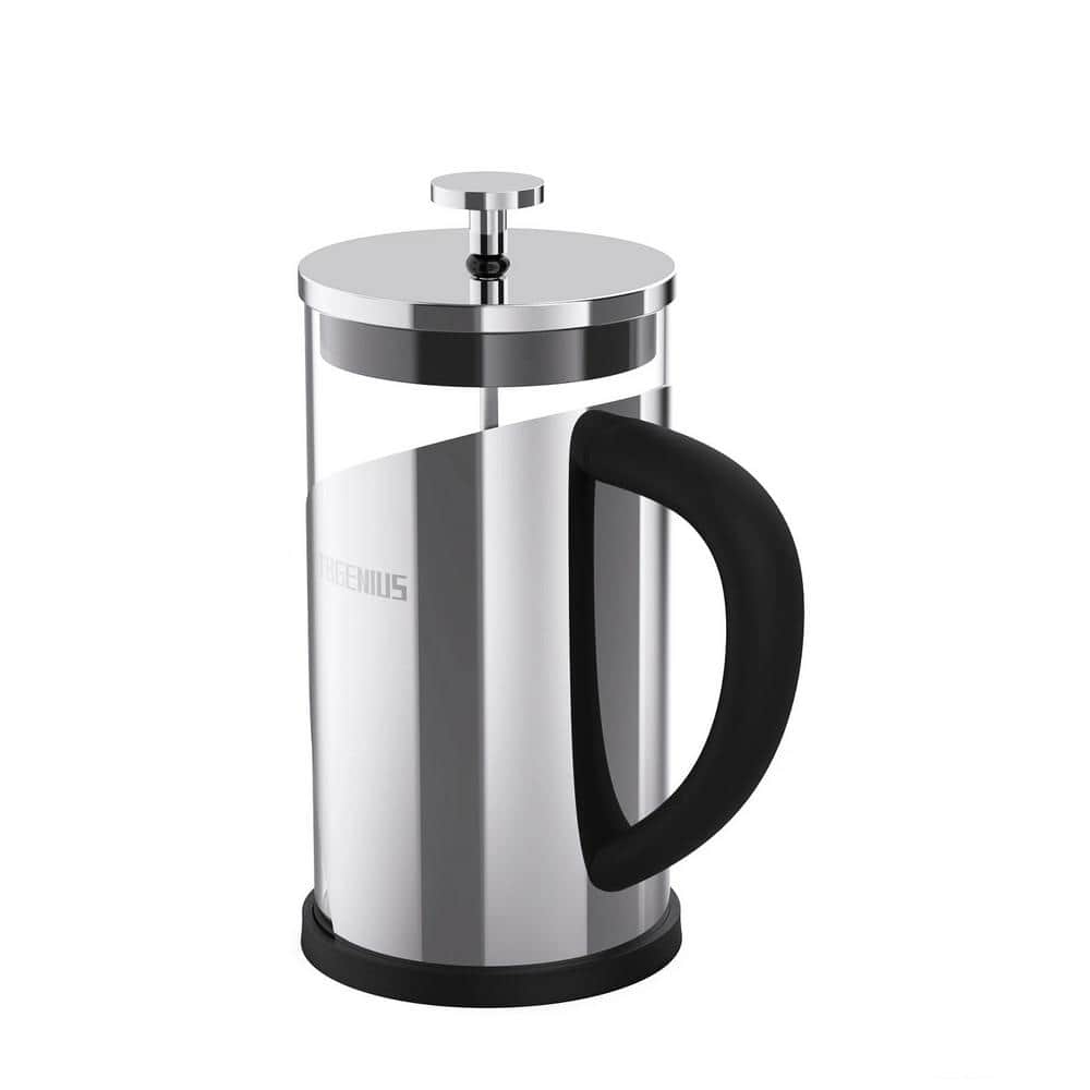 Cadeninc 4 Cup Silver French Press Coffee Maker With 3 Level Filtration