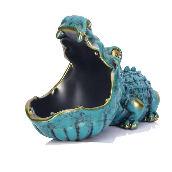 Green Irregular Resin 11 in. Crocodile Decorative Bowl HDD35SWX8T - The ...