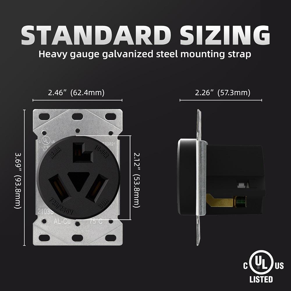 Buy 30 Amp 125/250V, NEMA 10-30R Flush Mount Power Outlet, Single ...