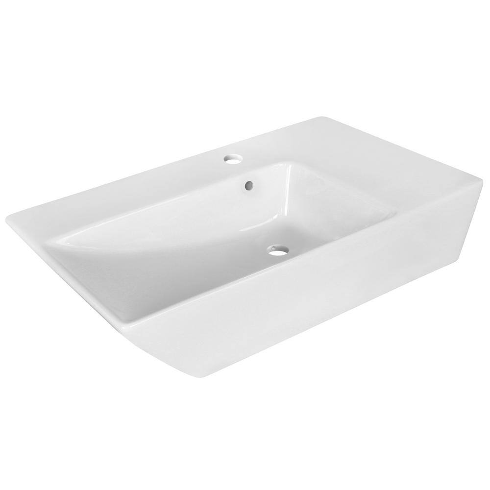 25.5 in. x 15.5 in. Rectangle Bathroom Vessel Sink White Enamel Glaze ...