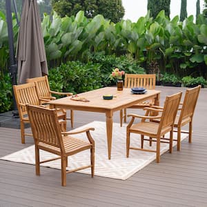 Cambridge Casual Cambridge Casual Zephyr 7-Piece Teak Wood Outdoor Dining Set with Gray Poly ...