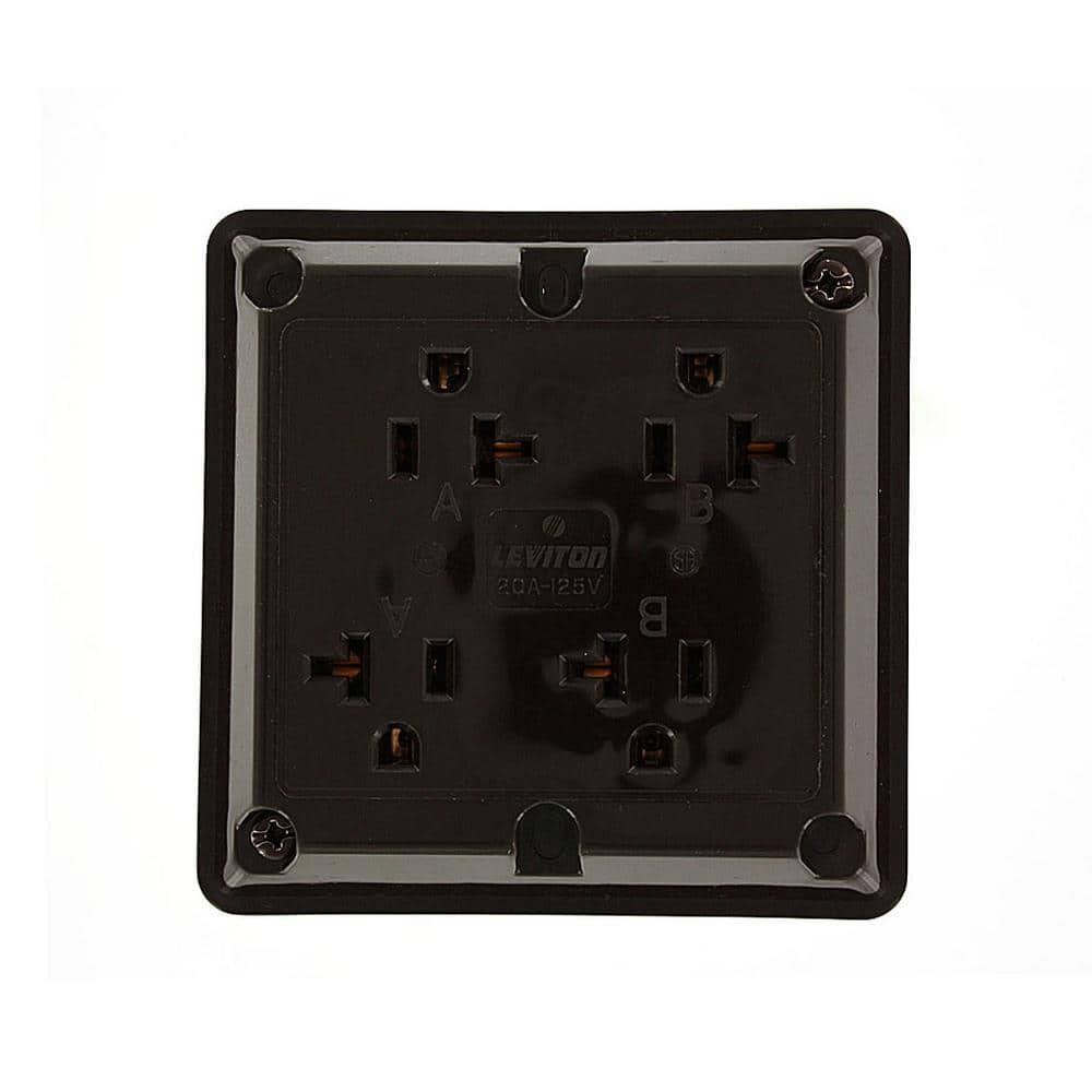 Leviton 20 Amp 125 V Industrial Quadplex Outlet/Receptacle, Brown (1 ...