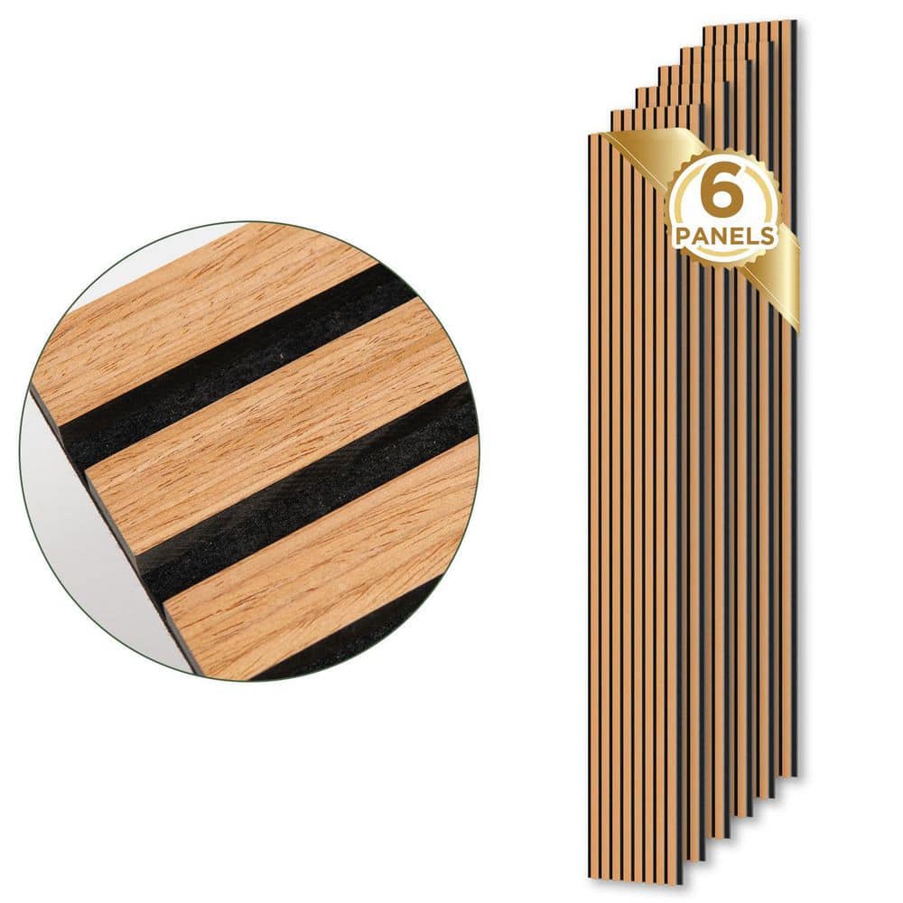 comforthomi 0.83 in. x 0.66 ft . x 7.84 ft. Light Brown Finished MDF Acoustic/Sound Absorb Wood ...
