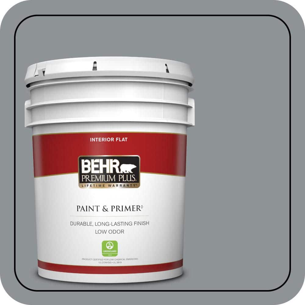 BEHR PREMIUM PLUS 5 gal. #PPU26-05 Flint Gray Flat Low Odor Interior ...