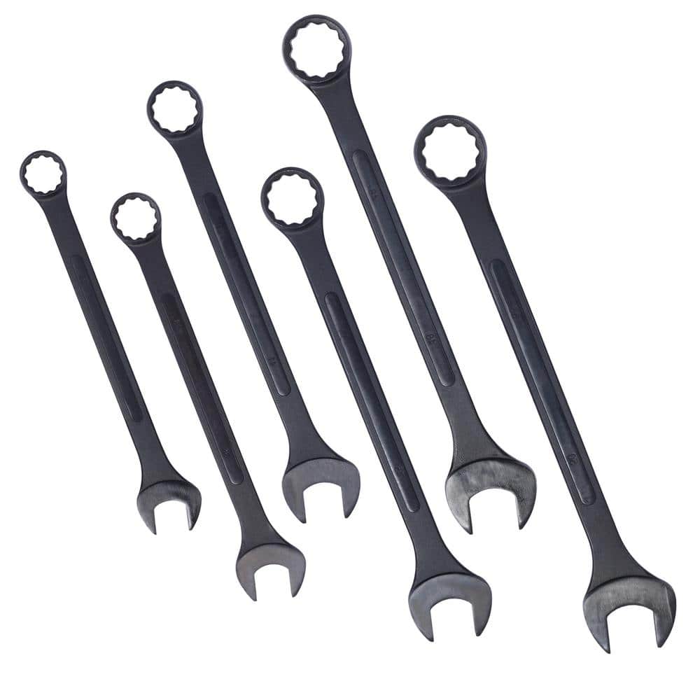 Tidoin 6-Piece Black Carbon Steel Extra Large Jumbo Combination Wrench ...