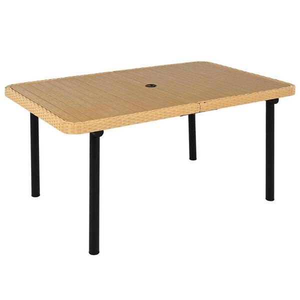 Outdoor Patio Series Iron Frame Rectangular PE Rattan Standard Height ...