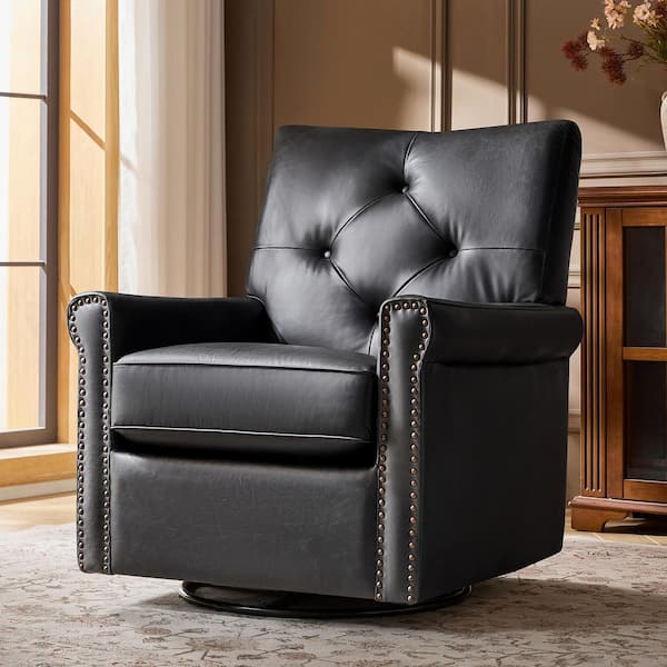 JAYDEN CREATION Germa Black Traditional Swivel Rocker Arm Chair with ...