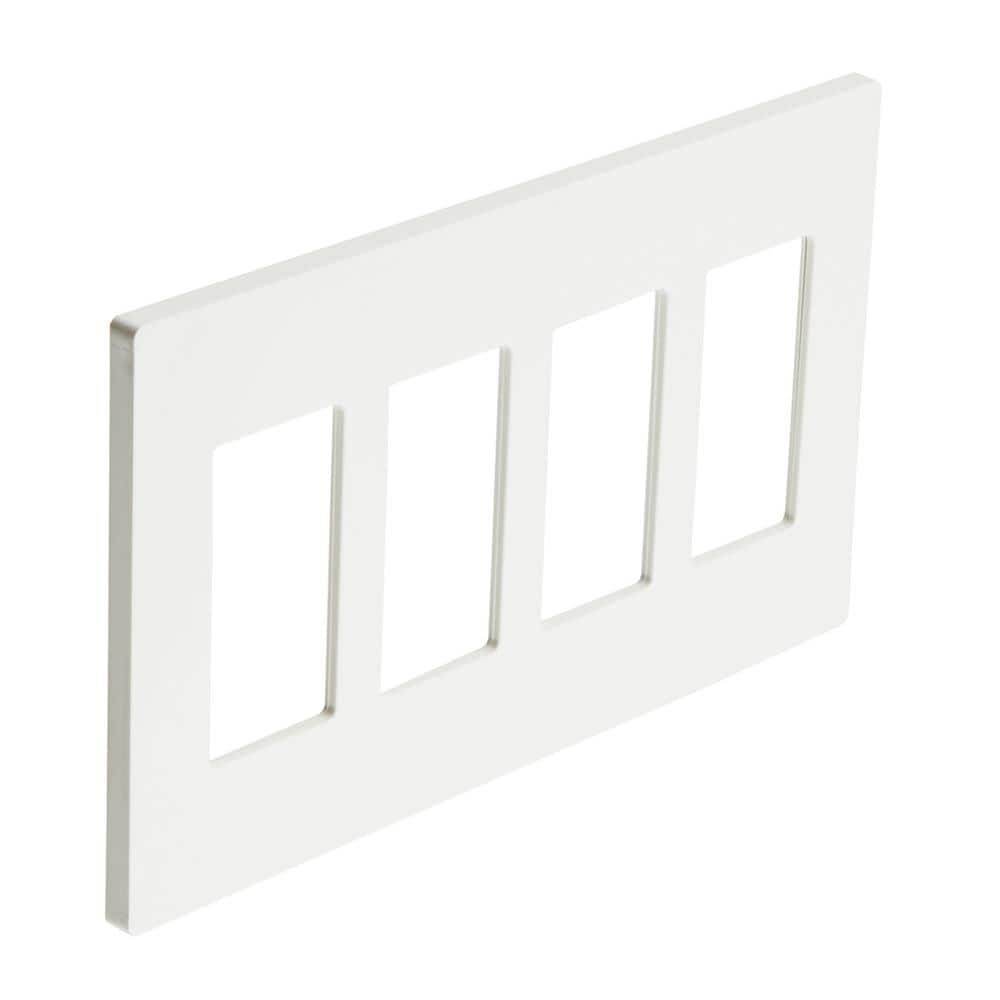 Hampton Bay Maple Hill White 4-Gang Decorator/Rocker Plastic Wall Plate ...