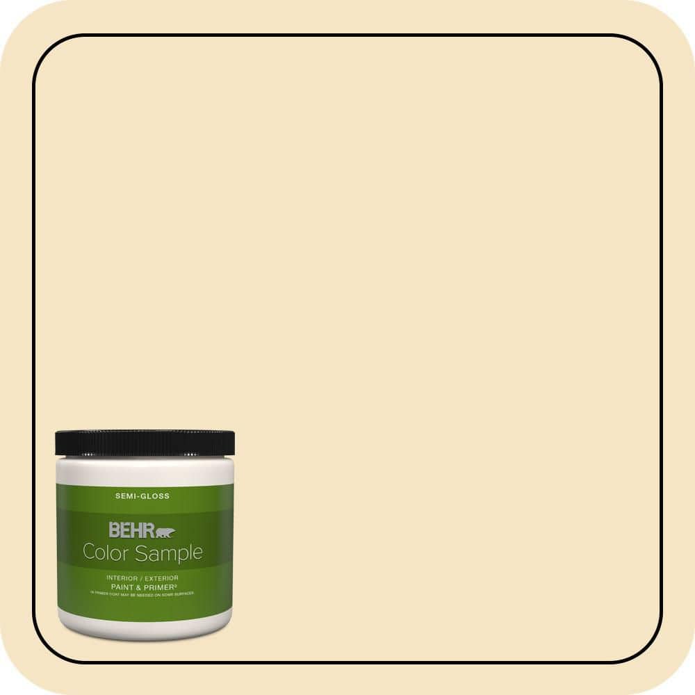 BEHR PREMIUM PLUS 8 oz. #330C-2 Lightweight Beige Semi-Gloss Interior ...