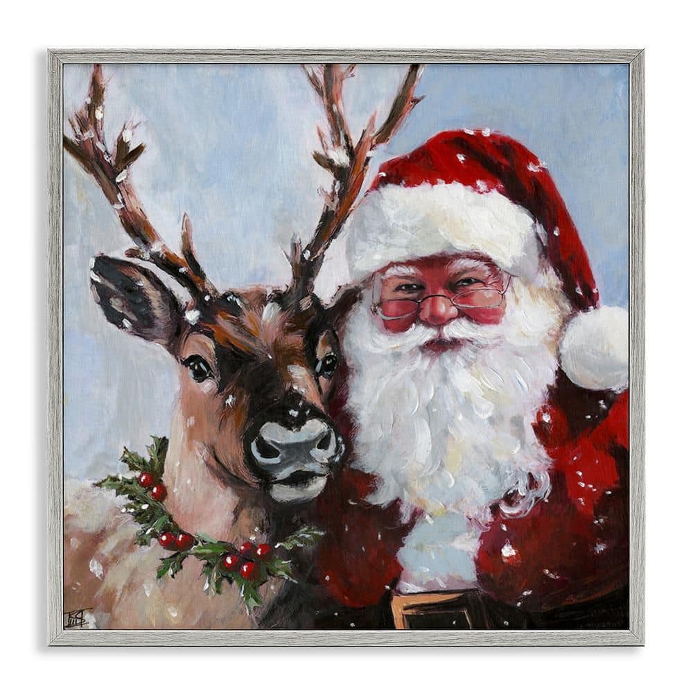 Stupell Industries Rosy Cheeked Santa and Reindeer by Sara Culpepper 1 ...