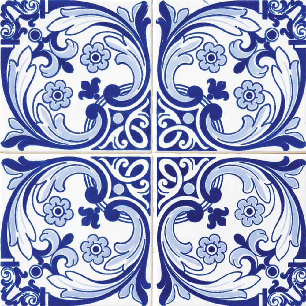 MI ALMA Blue/White H13 7 in. x 7 in. Vinyl Peel and Stick Tile (24 ...