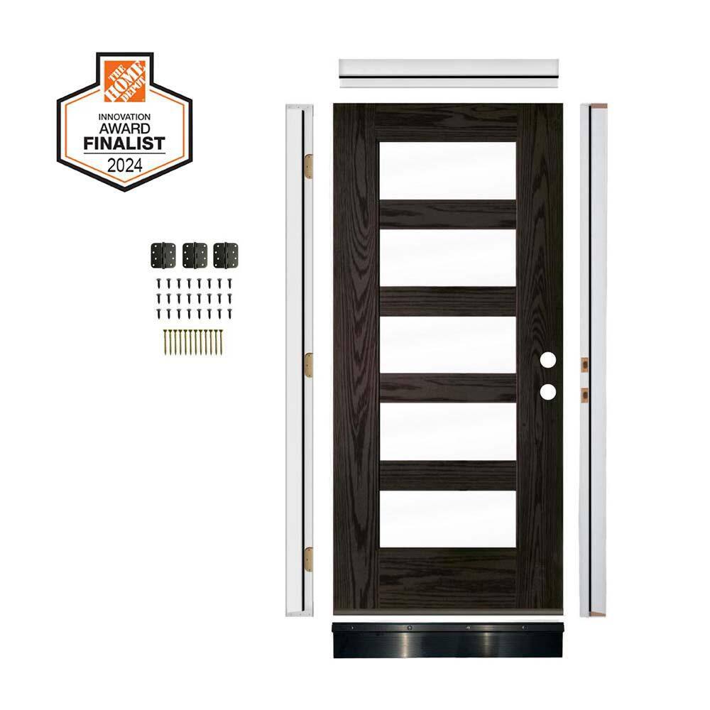 Krosswood Doors DIY RTA KIT 36in.x80in. Modern 5-Lite Clear Glass Left ...