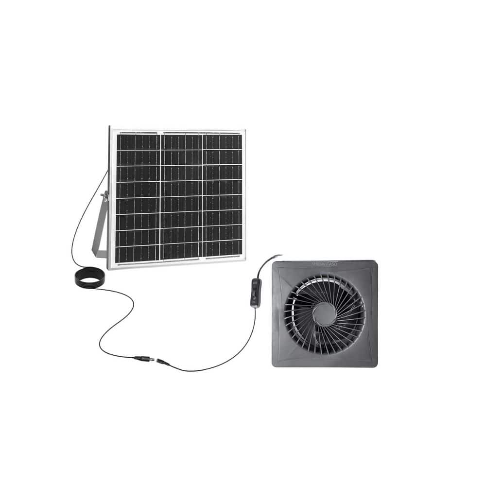 KIWDZFU 8 in. Solar Powered Exhaust Fan with 25-Watt Panel Power ...