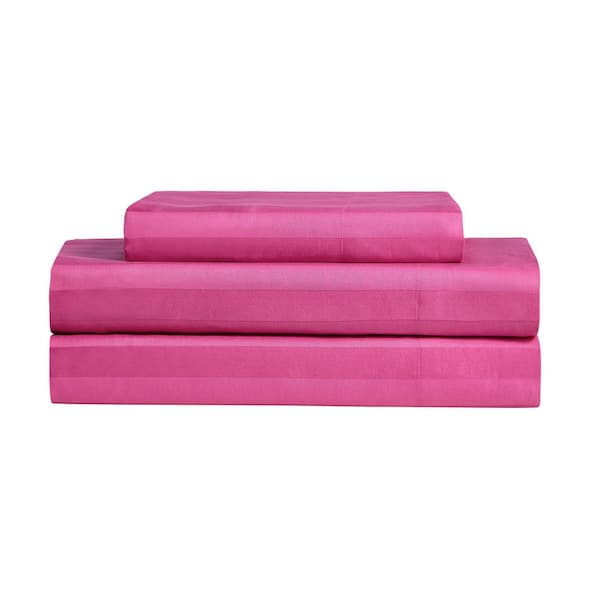 The Sheet Lab Regal Dreams 3-Piece Hot Pink Striped Cotton Twin Deep ...