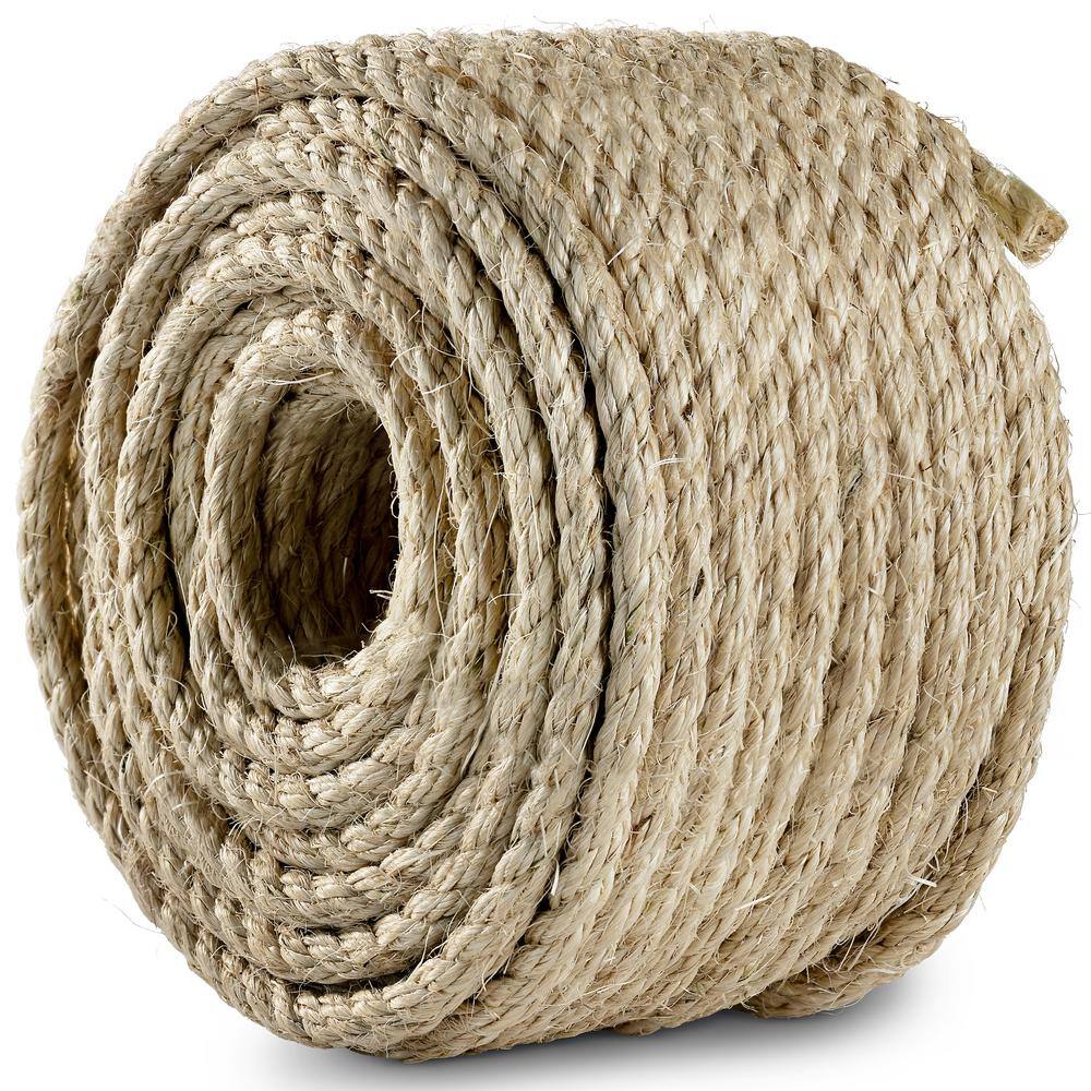 BOEN 1/4 in. x 100 ft. 3-Strand Twisted Sisal Rope-SLR14100 - The Home ...
