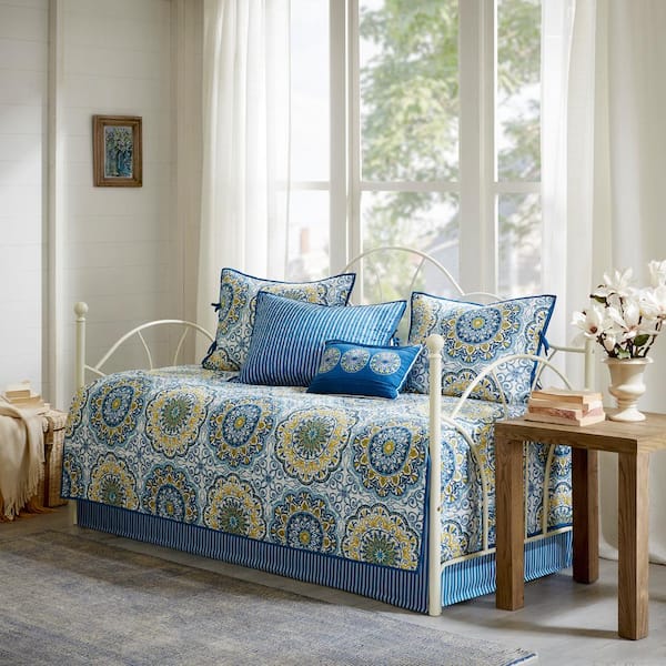 Madison Park Moraga Blue Polyester Daybed Reversible Daybed Cover Set MP13 3973