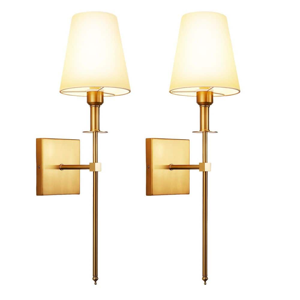 YANSUN 6 in. Gold Square Wall Sconce with Remote, RGB Bulbs and ...