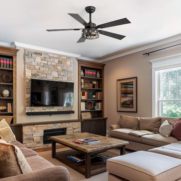 Airsurfer Primo 48 in. Black Ceiling Fan with 5 Dual-Finish Plywood ...