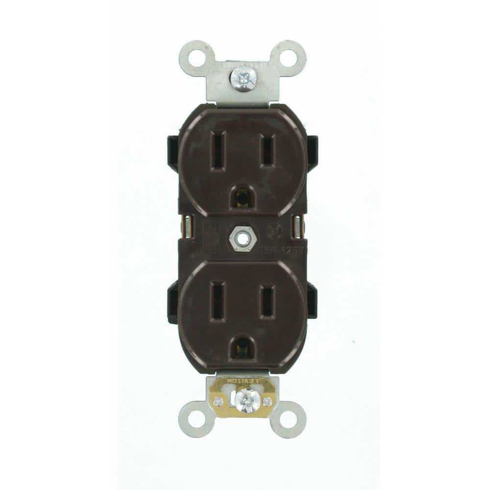 Leviton 15 Amp 125 V Industrial Grade Duplex Outlet/Receptacle, Brown ...