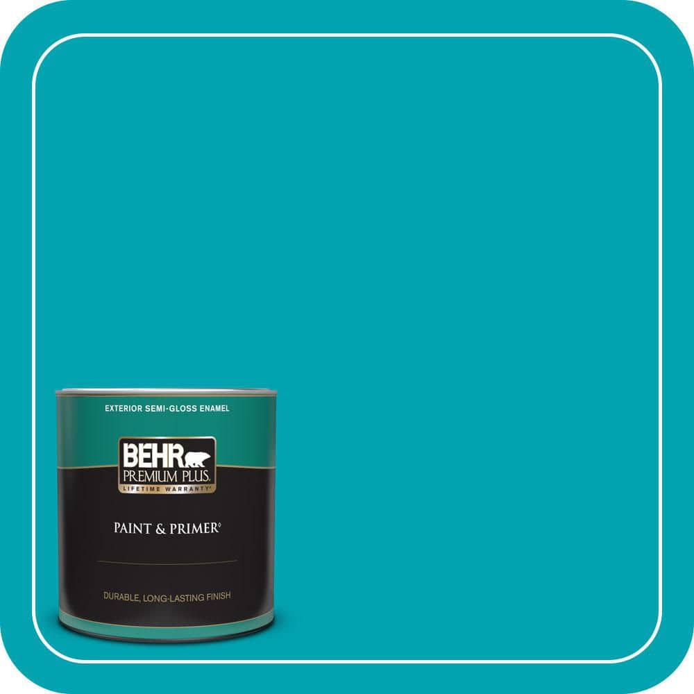 BEHR PREMIUM PLUS 1 qt. #510B-6 Blue Jewel Semi-Gloss Enamel Exterior ...
