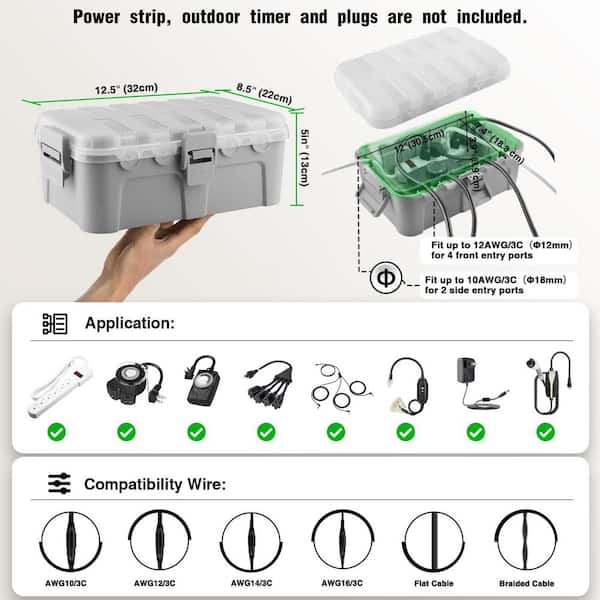 Vrbgify Durable Electrical Junction Box IP54 Waterproof with Transparent Lid and Clear Cover ...