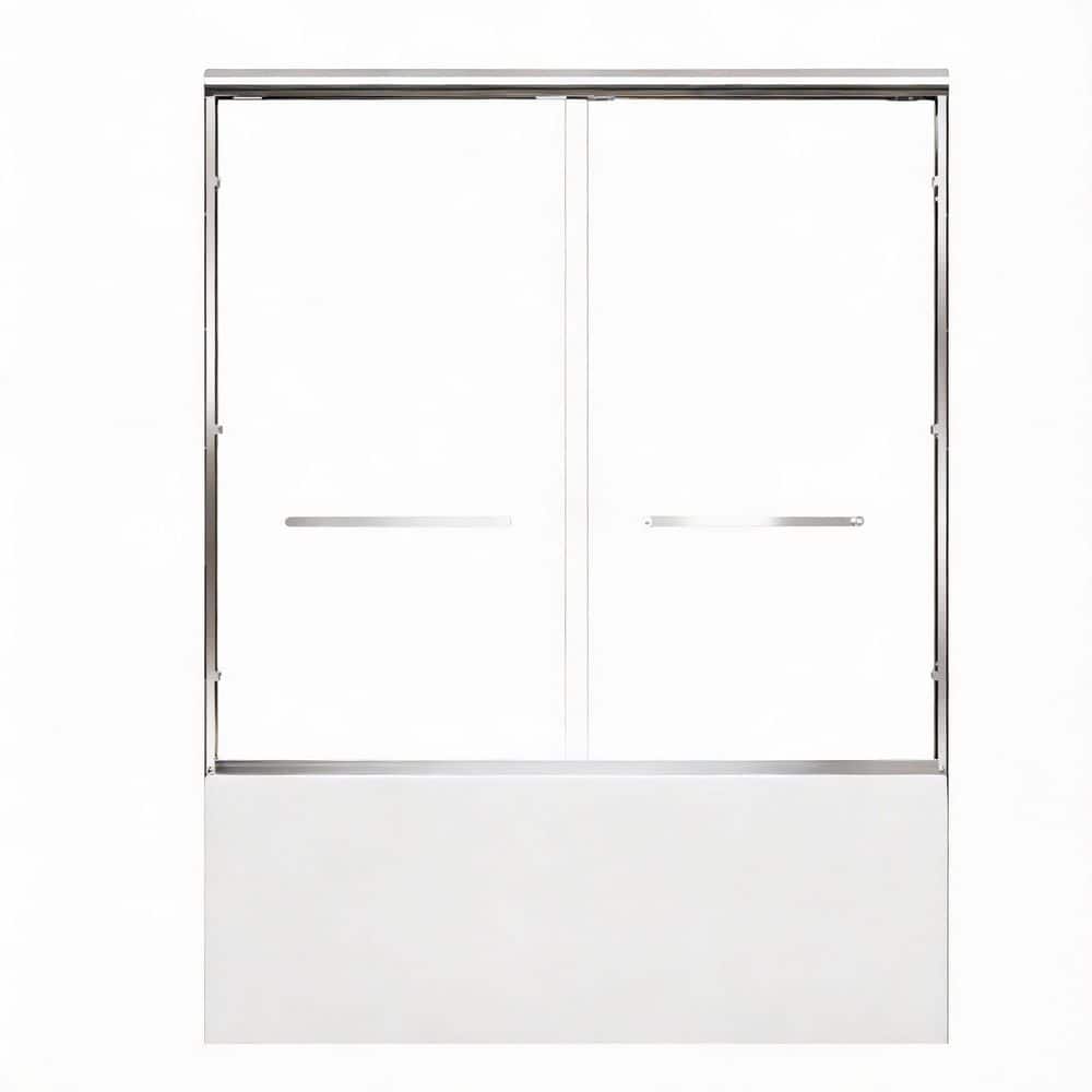 LIVACA 60 in. W x 57 in. H Double-Sliding Tub Door in Chrome with Clear ...