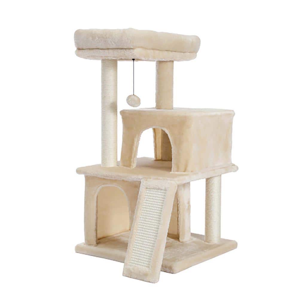 Foobrues Soft Cat Tower with Double Condos Scratching Posts and Trees ...