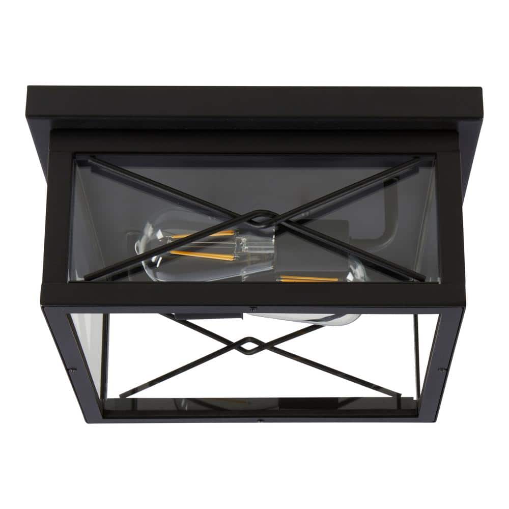 STANFORD LIGHTING Livorno 2-Light Black Outdoor Flush Mount Light ...
