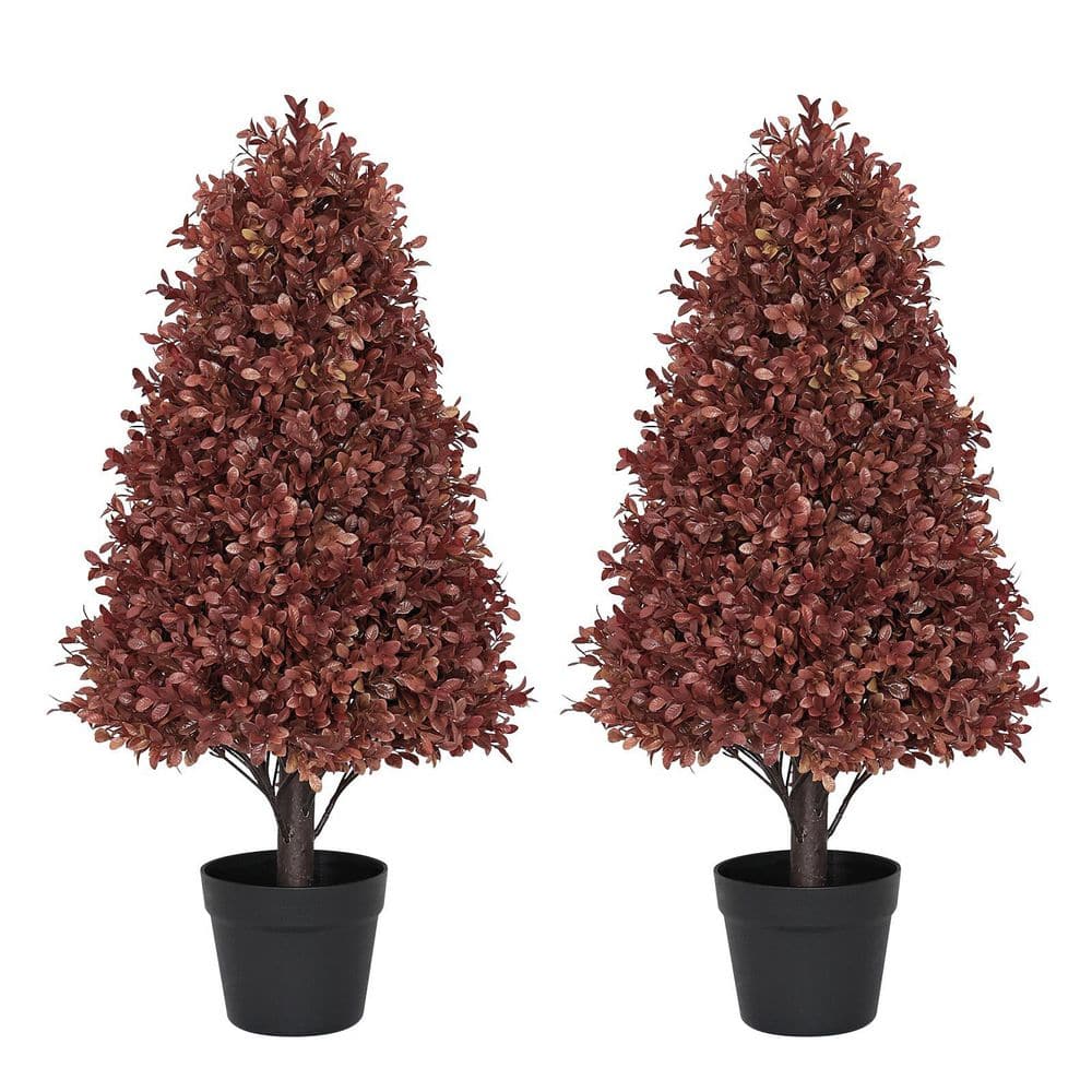 poetree 2.5 ft. Artificial Autumn Fall Decor Topiary Boxwood Tree ...