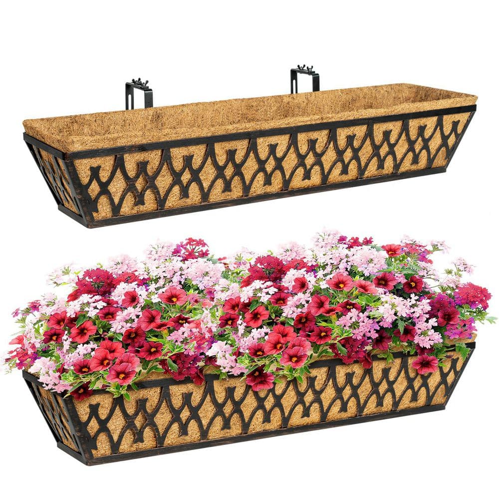 Primehome 30 in Railing Planter Box with Adjustable Brackets and Coco ...