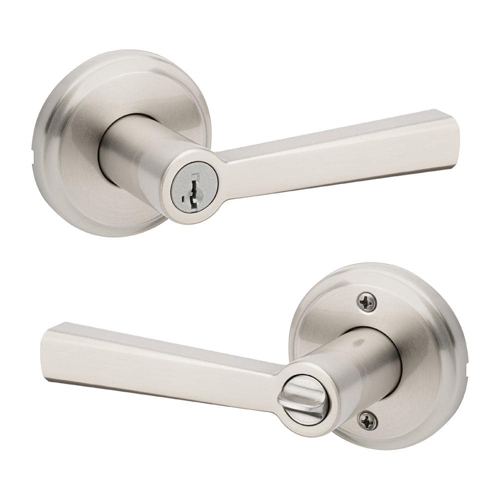 Kwikset Trafford Satin Nickel Reversible Round Straight Keyed Entry ...